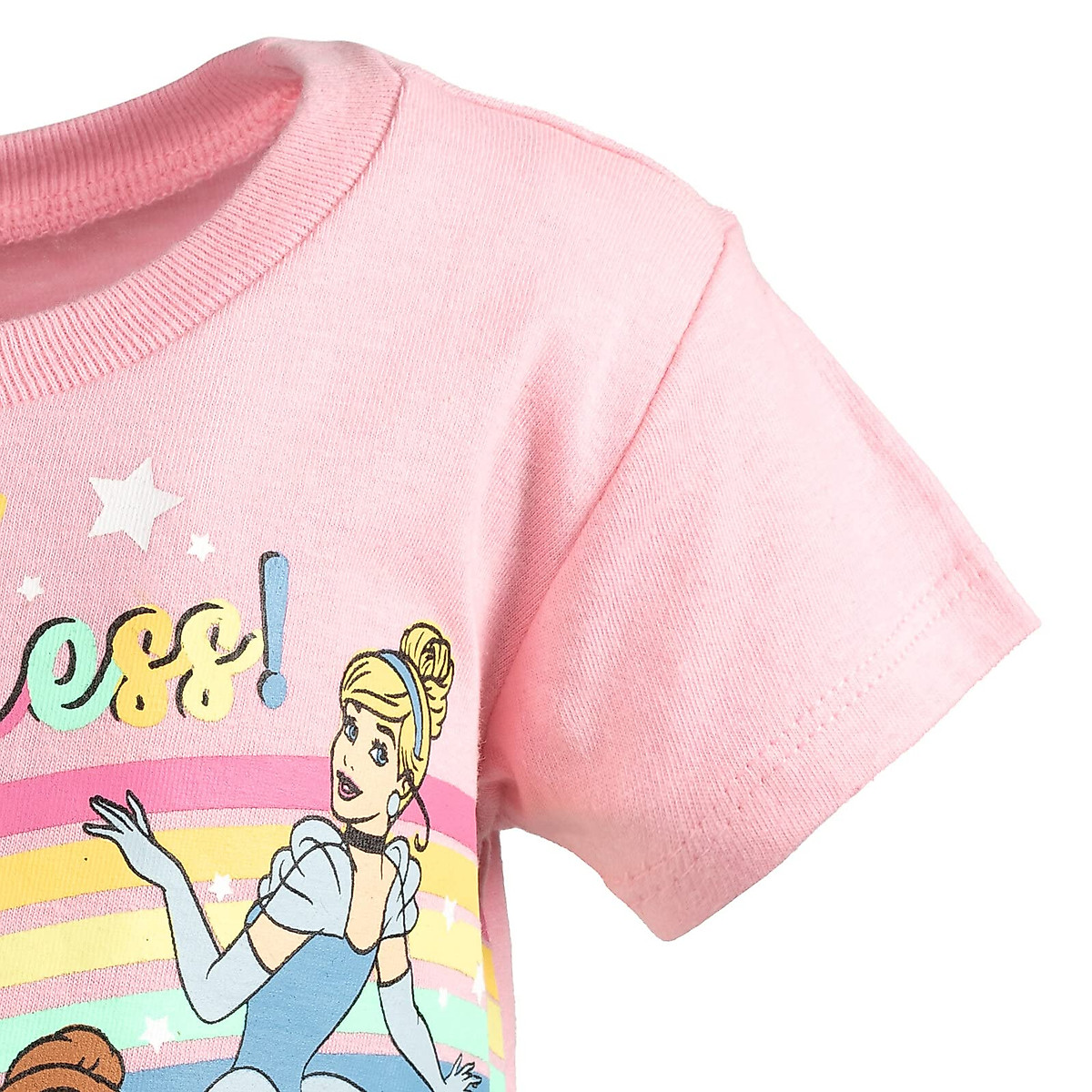 Disney Beauty and The Beast Princess Belle Cinderella Tiana Little Girls T-Shirt 6-6X Pink