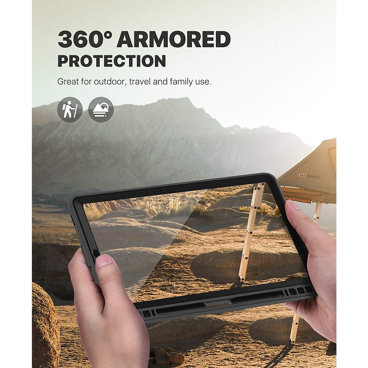 MoKo Case for Samsung Galaxy Tab S6 Lite 10.4 Inch 2024/2022/2020 (SM-P620/P625/P613/P619/P610/P615),Shockproof Full Body Rugged Hybrid Cover with Screen Protector & Pencil Holder - Black