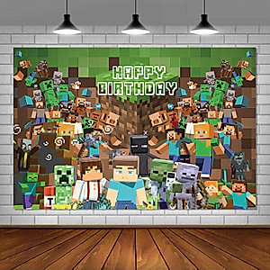 poaocok Video Game Birthday Party Supplies and Decorations 5X3 FT Photo Backdrop for Boy Girl Baby Shower Kids Bedroom Wall Decor