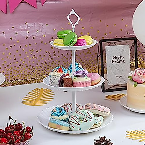 3 Tier White Plastic Cupcake Stand Serving Tray for Party & Birthday Decorations Tiered Serving Stand Dessert Stand Tray- Elegant Display Tower for Cupcakes, Desserts(1 Pack)