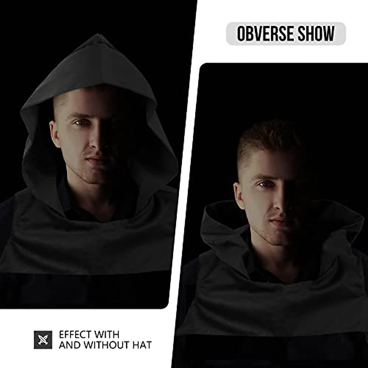 Cyberpunk Rogue Cowl Hood Scarf, Winter Neck Warmer Ghostface Costume Assassin Costume Hood Unisex Renaissance Costume Cloak for Cosplay and Sun-proof Outdoor Daily Wear