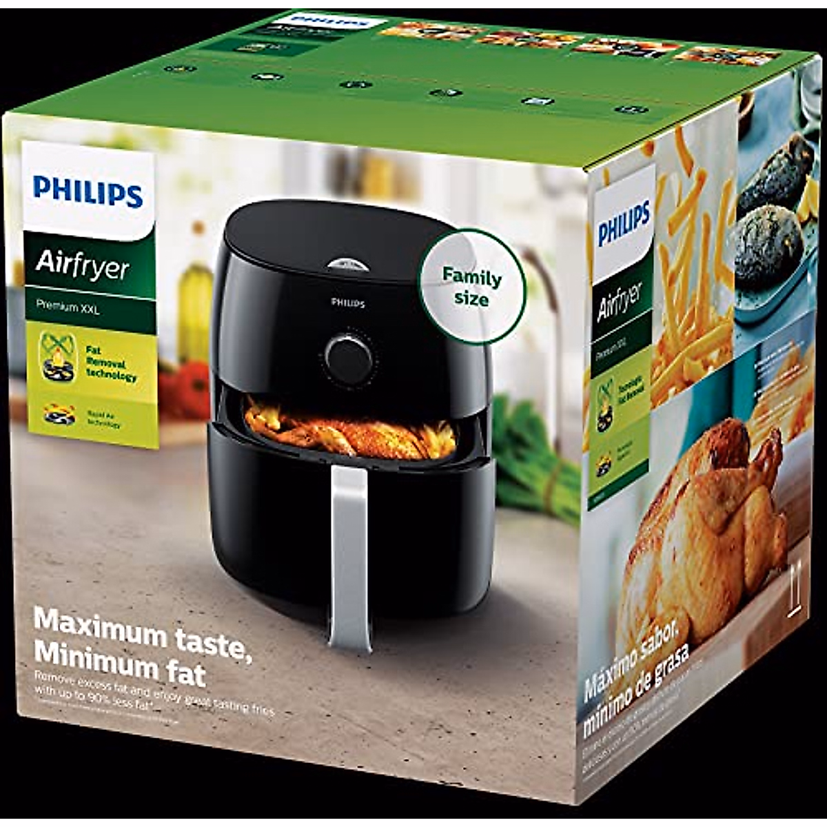 Philips Avance Collection Airfryer XXL, Twin TurboStar with Fat Removal Technology- Fry healthy with up to 90% less fat