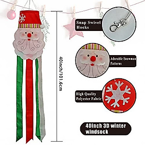 THQZLH Santa Windsock Christmas Wind Sock Hanging Santa Claus Holiday Wind Socks for Yard and Garden
