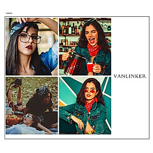 VANLINKER Vintage Bandanas Square Multi-Purpose Scarfs for Men Women Silk Like Scarf Neckerchief Protective Coverage VL9549 Black,Caramel,Green,Oatmeal