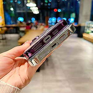 wahhle Magnetic Case for iPhone 13 Pro Max, Luxury Plating Cute Bling Phone Clear Cover with Glitter Card Compatible with Magsafe for Women Girls with Camera Protector（iPhone 13 Pro Max,Gold）