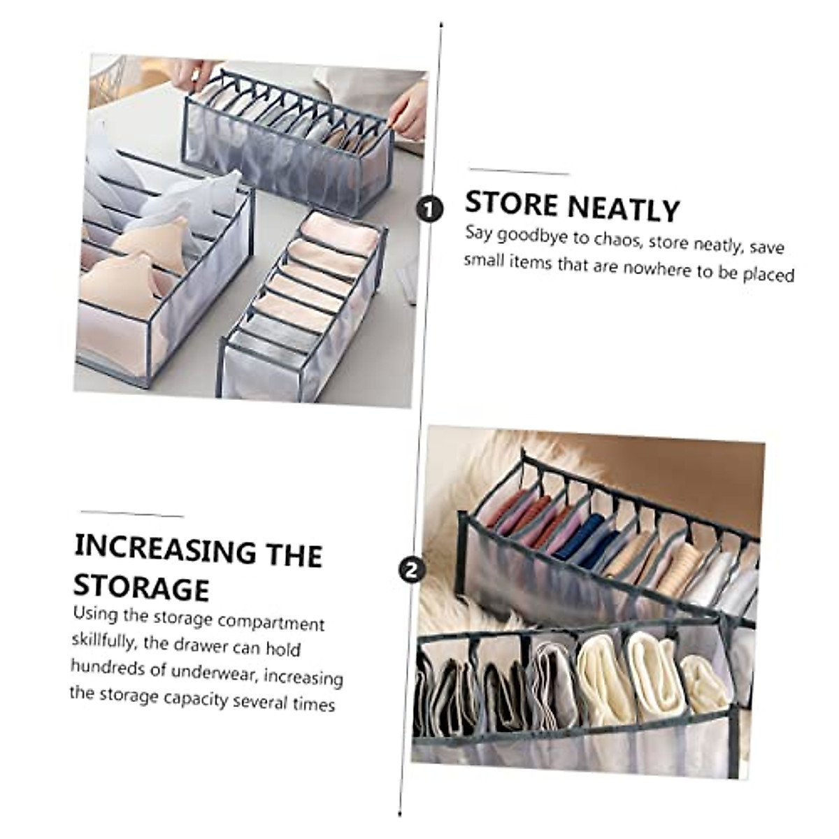 FONDOTIN 1Pc Box storage box partition box transparent lingerie collapsible storage bins clothing storage bags underwear drawer divider Bra Drawer Organizer clothes storage bag fabric sock