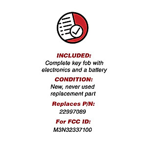 KeylessOption Keyless Entry Remote Control Car Key Fob Replacement for Sierra Silverado M3N-32337100