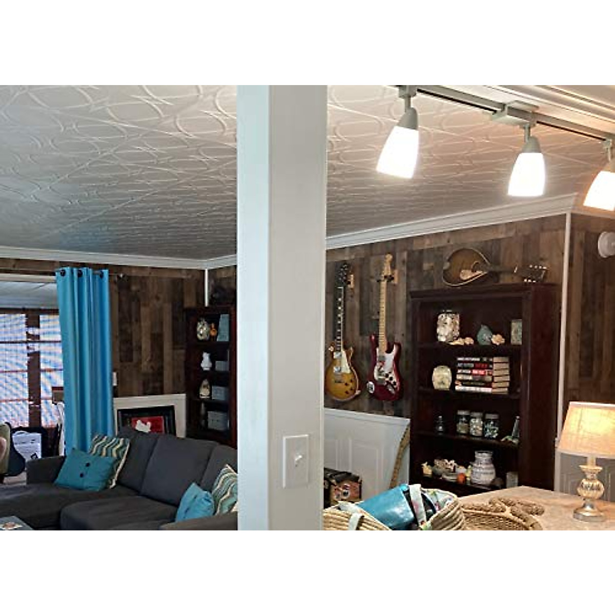 A La Maison Ceilings R82 Circles and Stars Foam Glue-up Ceiling Tile (128 sq. ft./Case), Pack of 48, Plain White