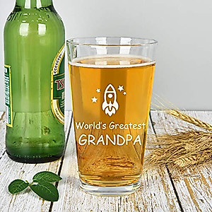 Modwnfy Grandpa Beer Glass, Funny Beer Pint Glass for Men Grandfather Grandpa, Idea for Father’s Day Birthday Christmas