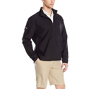 Callaway Men's Long Sleeve Full-Zip Wind Jacket, Wind And Water Resistant, Weather Series, Performance Apparel For Men, Extended Sizes, Black, X-Large