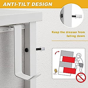 Sapodilla 9 Drawers Dresser for Bedroom,Chest of Drawers with Metal Frame Side Hook Wood Top,Large Capacity Closet Dresser in Living Room Hallway Nursery Storage Room (White, 9 Drawers)