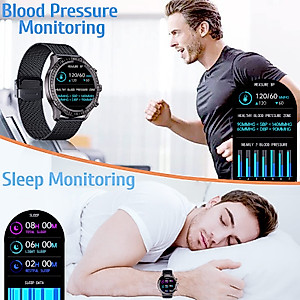 BOZLUN Smart Watch for Men, 1.32" HD Touch Screen with Heart Rate Monitor Blood Pressure Monitor Sleep Quality Fitness Watch Tracker, 5ATM Waterproof Smart Watch for Android and iPhone