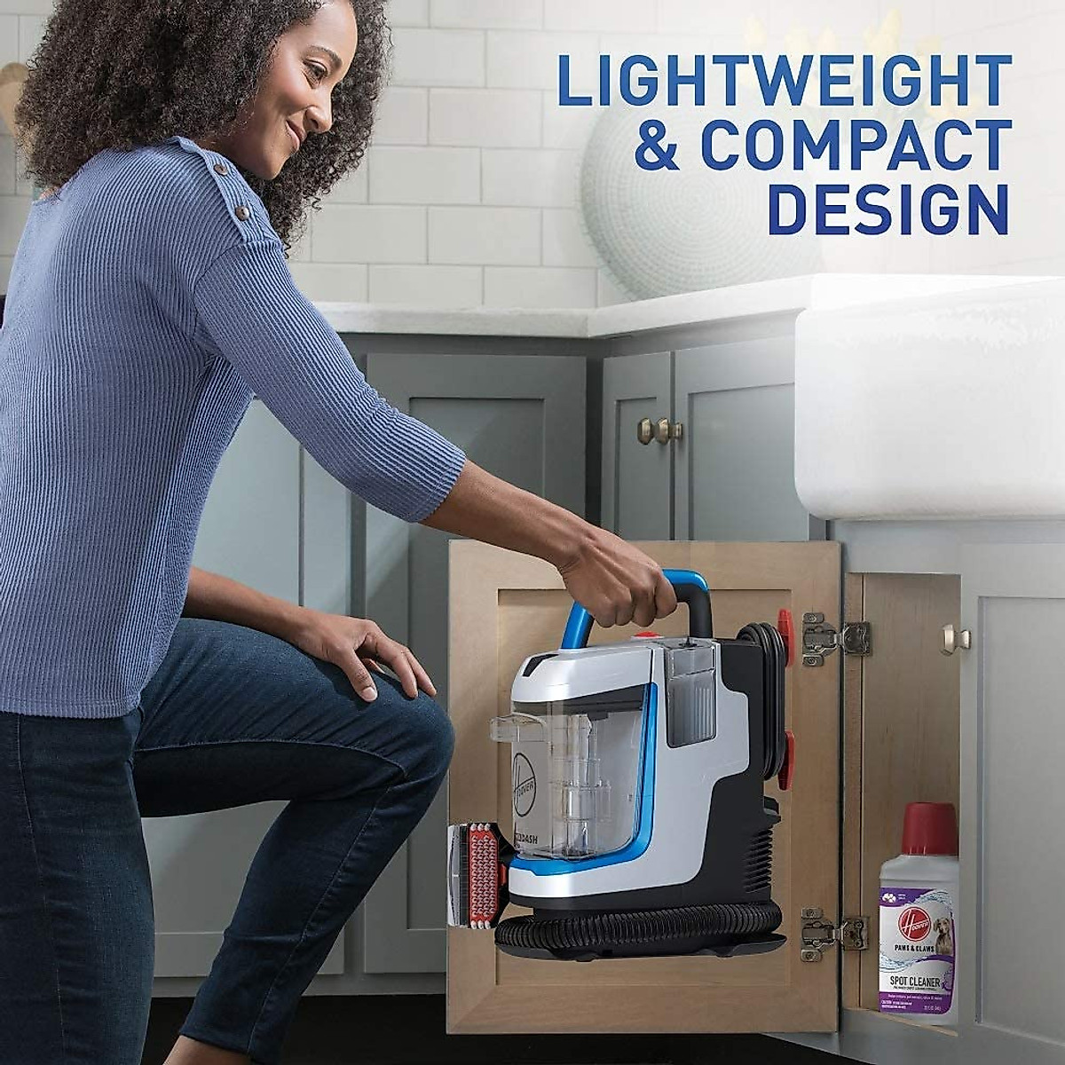 Hoover PowerDash GO Pet+ Portable Spot Cleaner, Lightweight Carpet and Upholstery Machine, Stain Remover for Pets, Stairs and Home, FH13010PC, Blue