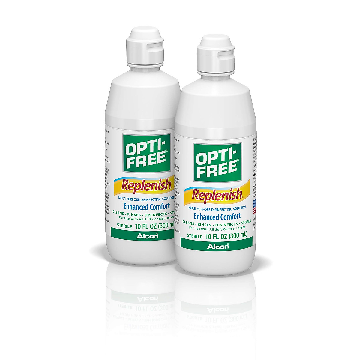 Opti-Free Replenish Multi-Purpose Disinfecting Solution with Lens Case, Twin Pack, 10-Fluid Ounces Each - 2 Count(Pack of 1)