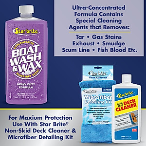 STAR BRITE Boat Wash & Wax - Heavy Duty Concentrate - Clean, Shine & Protect in One Easy Step - Blueberry Scent - 16 OZ (089816)