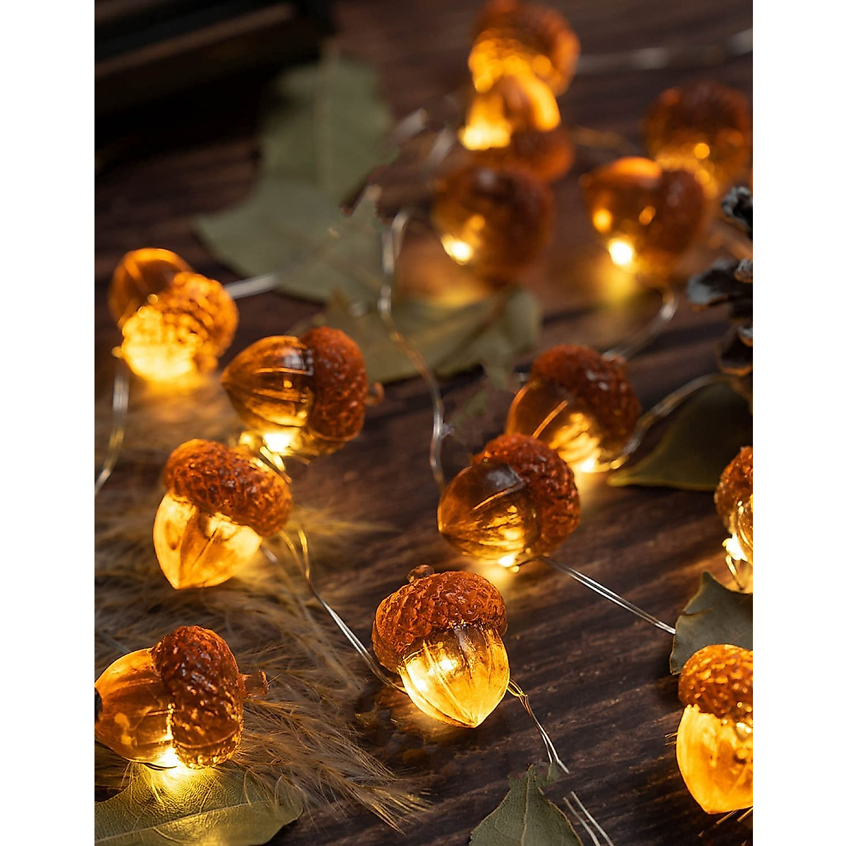 3D Acorn Fall Decorations String Lights, Full Size Acorn Christmas Theme 10 feet 30 LEDs 8 Twinkle Modes with Remote for Autumn Harvest Kitchen Baby Shower Thanksgiving Party Home Garden Wreath