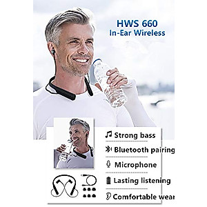 QT S Bluetooth Neckband Headphones HD Stereo V5.0 Wireless Neckband Headset Noise Cancelling Sweat/Waterproof Sports Earphones for Gym Workout Travel Business Earbuds Playtime 15 Hours