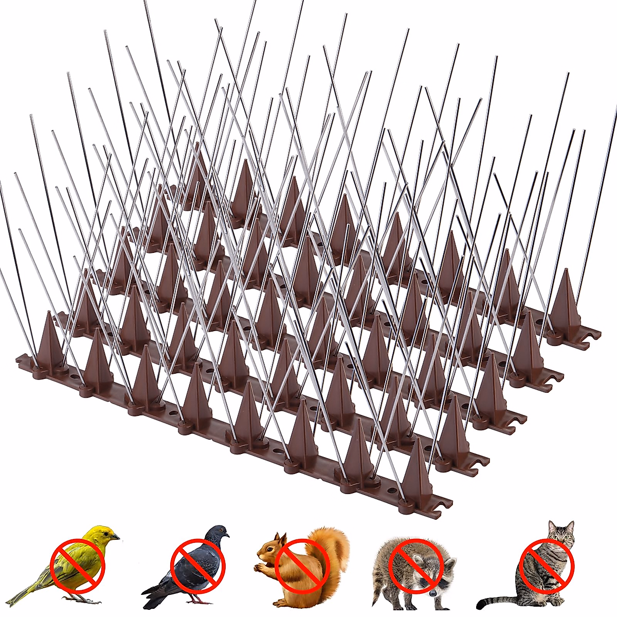 Aeibxiy Bird Spikes, 5 Pack Bird Deterrent Spikes for Outdoor, Plastic Bird Spike for Small Bird Cat Squirrel, Pigeon Spikes for Fence Roof and Wall