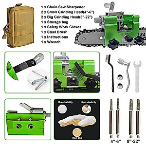 Chainsaw Sharpening Kit, Fast Hand Crank Chainsaw Sharpener, Portable Chain Saw Sharpener Tool with Carrying Bag, Cleaning Brush & Gloves, Easy to Use Chain Saw Blade Sharpener for 4"-22" Chain Saws