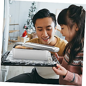 OKUMEYR Box Covered Baking Tray Cake Plate with Lid Cake Baking Pans Bread Oven Bread Baking Tray Oven Pan with Lid Baking Tray for Kitchen Silver Duck Neck With Cover Stainless Steel