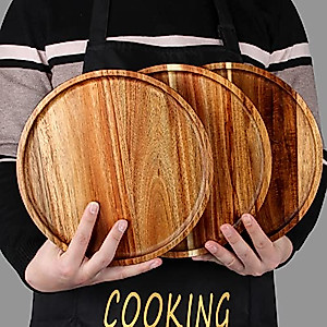 Renawe 3 pcs Acacia Wood Plates 12 inch Dinner Plate Set Round Charcuterie Board Decor Wooden Tray Food Charger Plate Dish Serving Platter Cheese Board Candle Tray Kitchen Plates