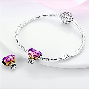 ZHIPAL 925 Sterling Silver Charms Chameleon Temperature Changing Charms Bangle Dangles Handbag Pendants Fit for Original European Bracelets Charms DIY Jewelry birthday Mothers Day Gifts, S, Cubic