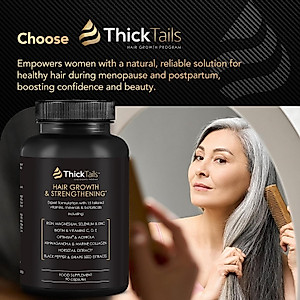 Hair Growth Vitamins for Women, 90 Hair Capsules with Collagen Peptides, Biotin, and Vitamin C. Hair Vitamins for Menopause & Postpartum Recovery