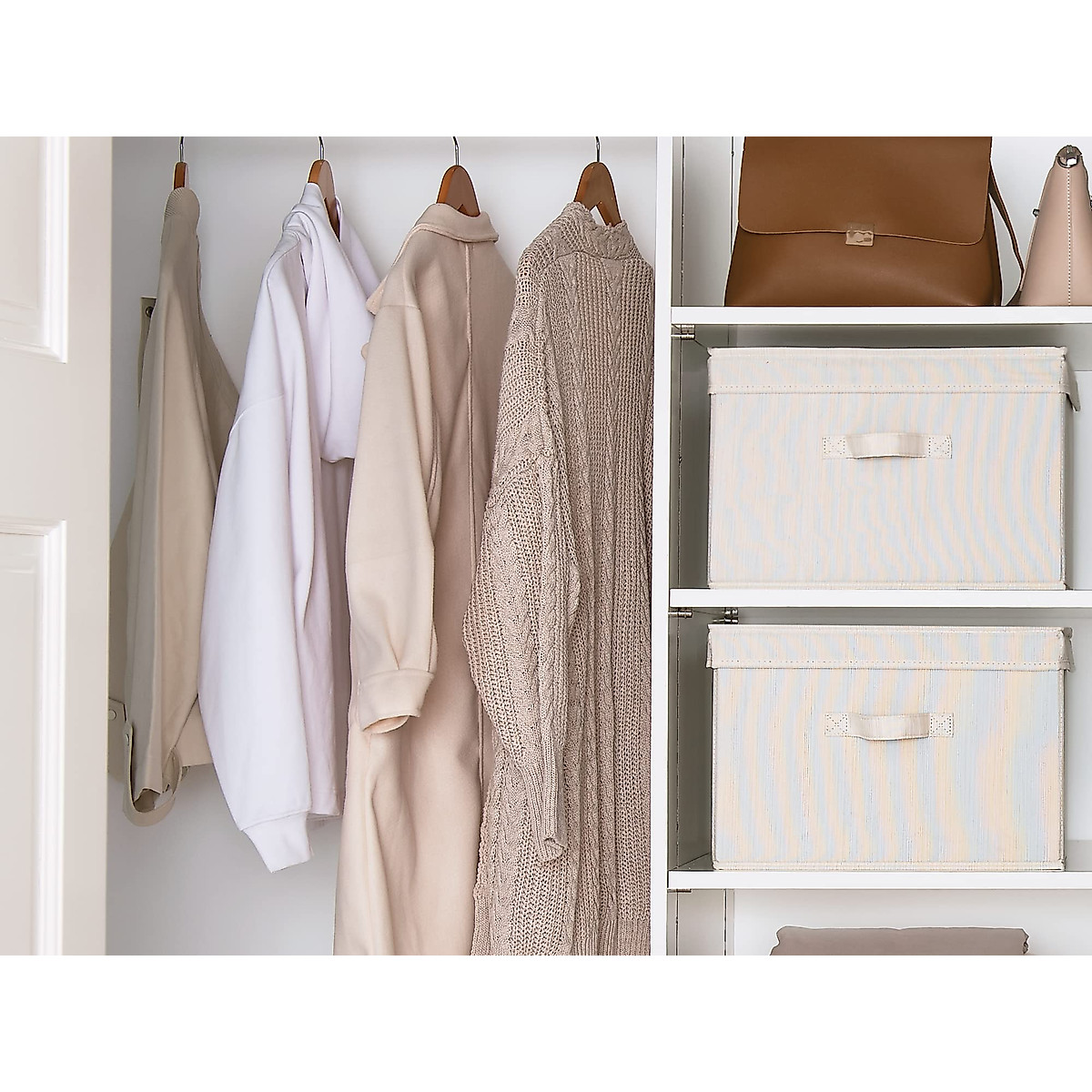 StorageWorks 3-Pack Closet Storage Bins with 2-Pack Decorative Storage Boxes