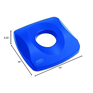 Rubbermaid Commercial Products Untouchable Recycling Plastic Bottle Lid, 23 gallons , Blue (FG269100BLUE)