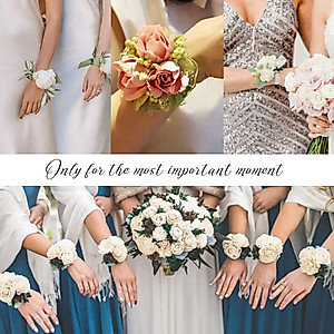 CASDRE Flower Wedding Wrist Corsage Red Floral Bridal Corsage Wristlet with Ribbon Prom Hand Flowers for Women and Brides