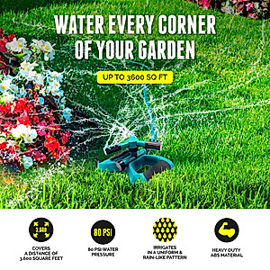 Segomo Tools 360 Degree Automatic Rotating Garden Sprinkler | Lawn Sprinkler | Yard Sprinkler | Sprinklers for Yard | Rotating Sprinkler | Rotating Sprinklers for Yard - GS360