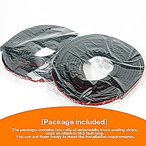 33Ft Car Weather Stripping B-Shape Door Seal Strip,Universal Self-Adhesive Automobile Rubber Windshield Sealing Strip,Car Door Seal Strip,Soundproofing (33Feet(2Rolls))