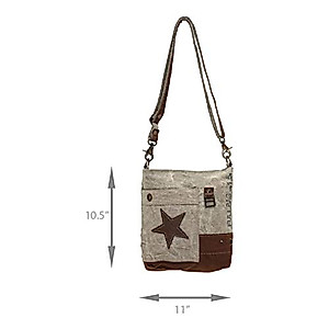 Myra Bags Leather Star Upcycled Canvas Medium Corssbody Bag M-0898