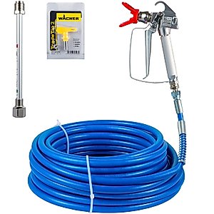 VEVOR Airless Paint Spray Hose Kit, 50ft 3600psi High-Pressure Fiber Tube with 8" Extension Rod Pole, Including 517 Tip and Tip Guard, 1/4" Swivel Joint for Homes Buildings Decks or Fences