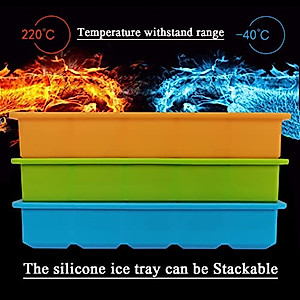 Ice Cube Tray 3 Pack Silicone Ice Tray Easy-Release Flexible 15 Ice Cube Molds, Stackable Ice Trays for Freezer, Ice Cube Size 1.2 IN for Cocktai, Whiskey, Juice, Baby Food, BPA Free