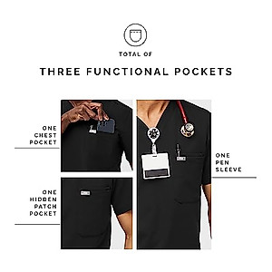 FIGS Leon Three-Pocket Scrub Top for Men - Black, L
