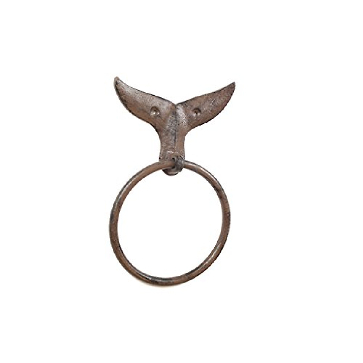 Cast Iron Decorative Whale Tail Towel Holder 7.5" - Sea Life Wall Decor - Coast