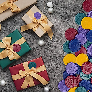 OPG 50 Pieces Wax Seal Stickers Vintage Envelope Seal Stickers Self Adhesive Wax Seals for Valentine's Day Invitations Present Packing Greeting Cards Party Favors