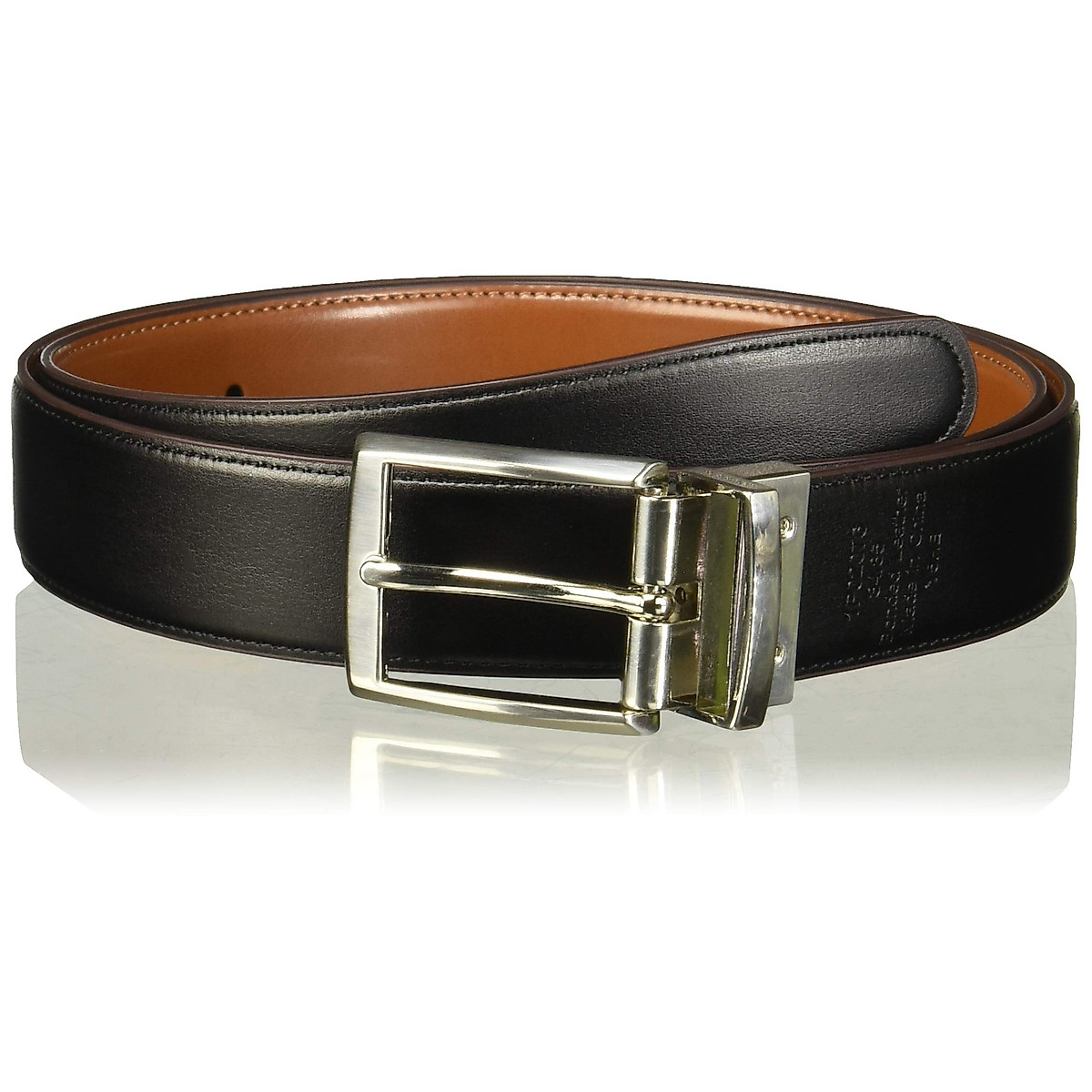 Perry Ellis Men's Amigo Reversible Belt, Luggage Brown, 34