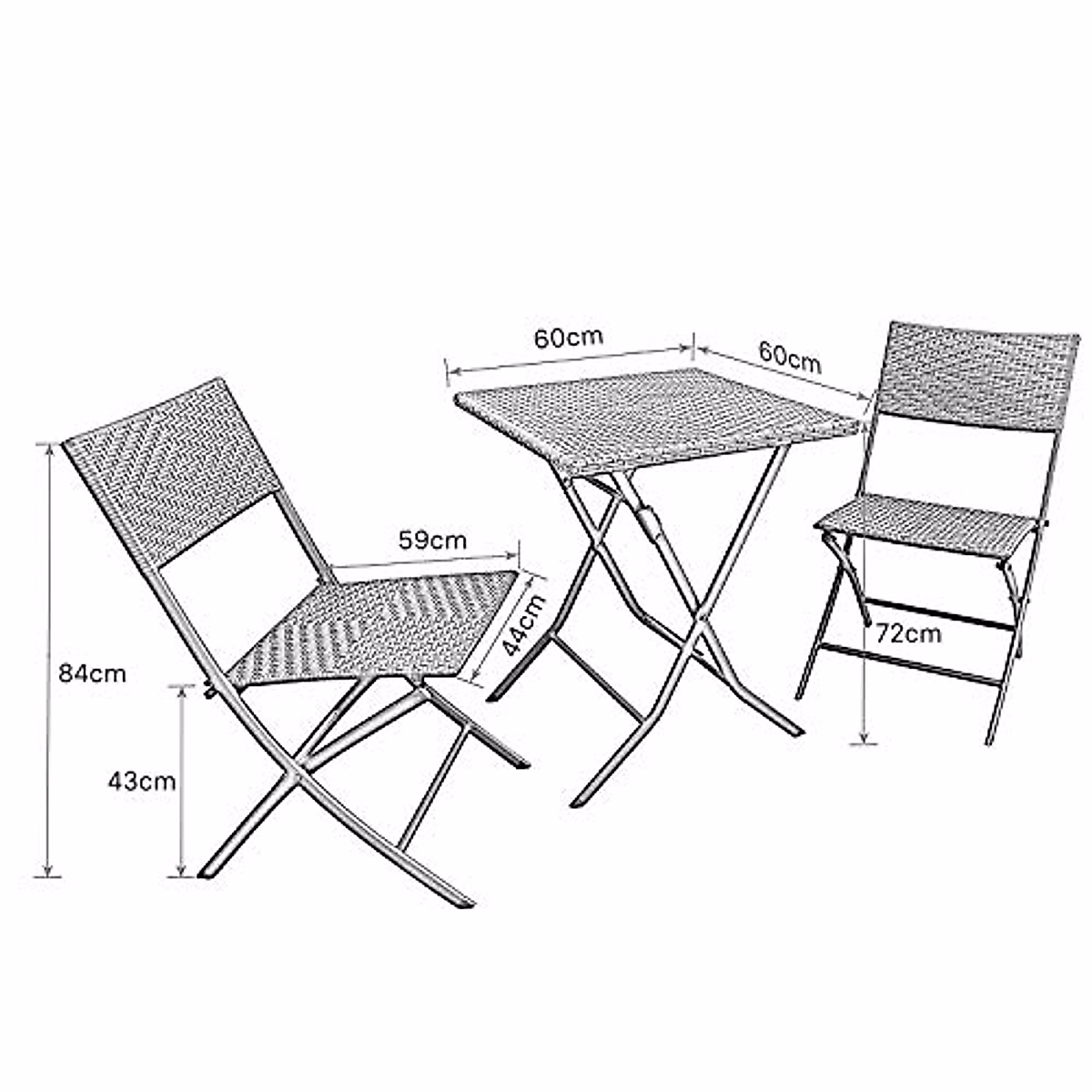 Grand patio Parma Rattan Patio Bistro Set, Weather Resistant Outdoor Furniture Sets with Rust-Proof Steel Frames, 3 Piece Bistro Set of Foldable Garden Table and Chairs, Brown