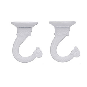 bnafes 2Sets 55mm/2.17" Ceiling Metal Ceiling Hooks, Heavy Duty Swag Ceiling Hooks with Hardware for Hanging Plants/Chandeliers/Wind Chimes/Ornament (White Color)