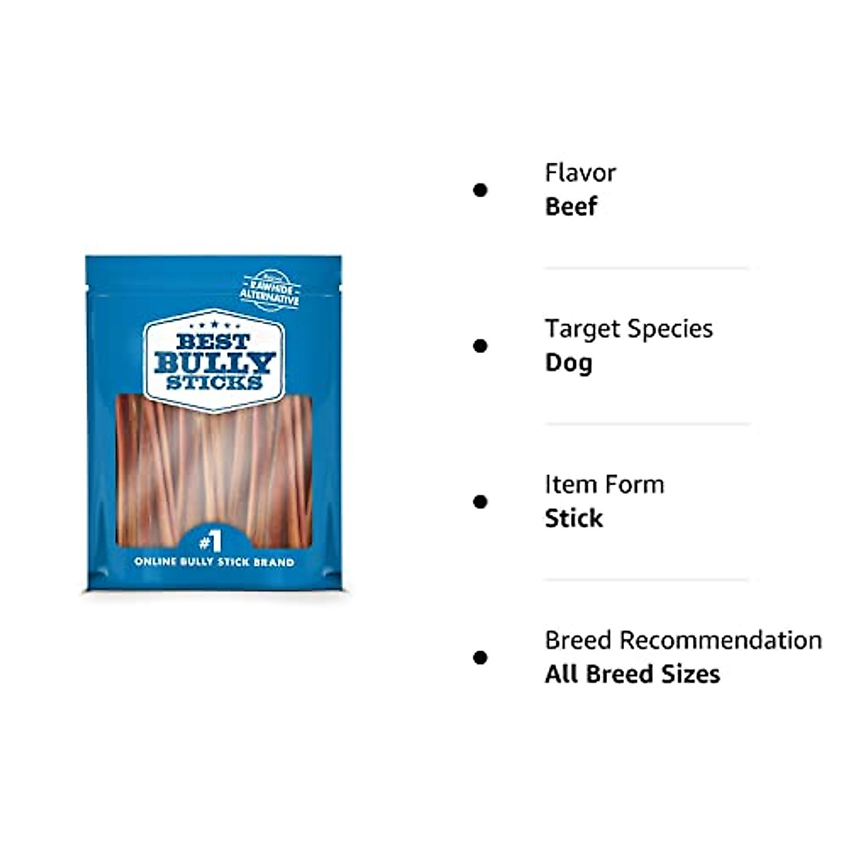 Best Bully Sticks 6 Inch All-Natural Bully Sticks for Dogs - 6” Fully Digestible, 100% Grass-Fed Beef, Grain and Rawhide Free | 25 Pack