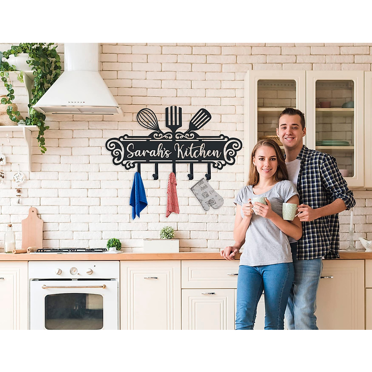 Personalized Kitchen Wall Decor，Custom Kitchen Hooks for Utensils, Personalized Kitchen Utensil Rack, Custom Metal Kitchen Hooks for Mothers Day Gifts, Grandmother's gift.