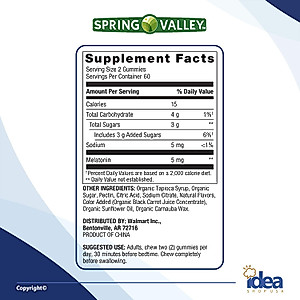Melatonin Adult Gummies, Sleep Support by Spring Valley, 5 mg, 120 Ct (3 Pack) + “Have a Great Sleep - Better Idea Guide©”
