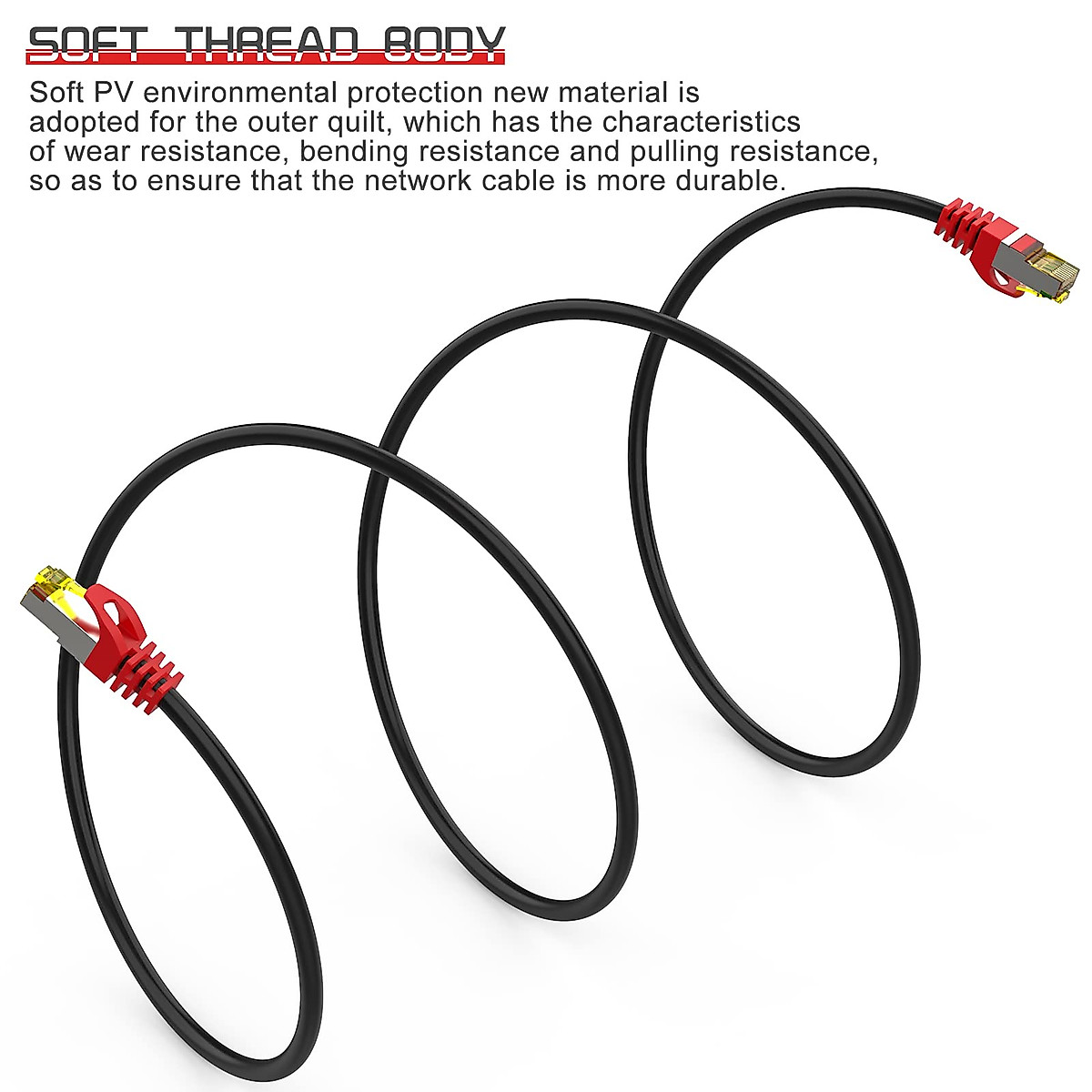 Boahcken Cat 8 Ethernet Cable 50 ft,1.5ft 6ft 10ft 20ft 25ft 30ft 75ft 100ft 150ft 200ft Heavy Duty High Speed Network Internet Cable,26AWG 40Gbps 2000Mhz,Indoor&Outdoor Shielded RJ45 Cable