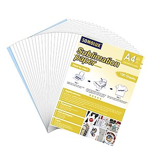 SOMOLUX Sublimation Paper 8.5" x 11" Heat Transfer Paper Compatible with Epson HP Canon Sawgrass Inkjet Printer for T-shirt and Ceramic Mugs and etc (100 Sheets)