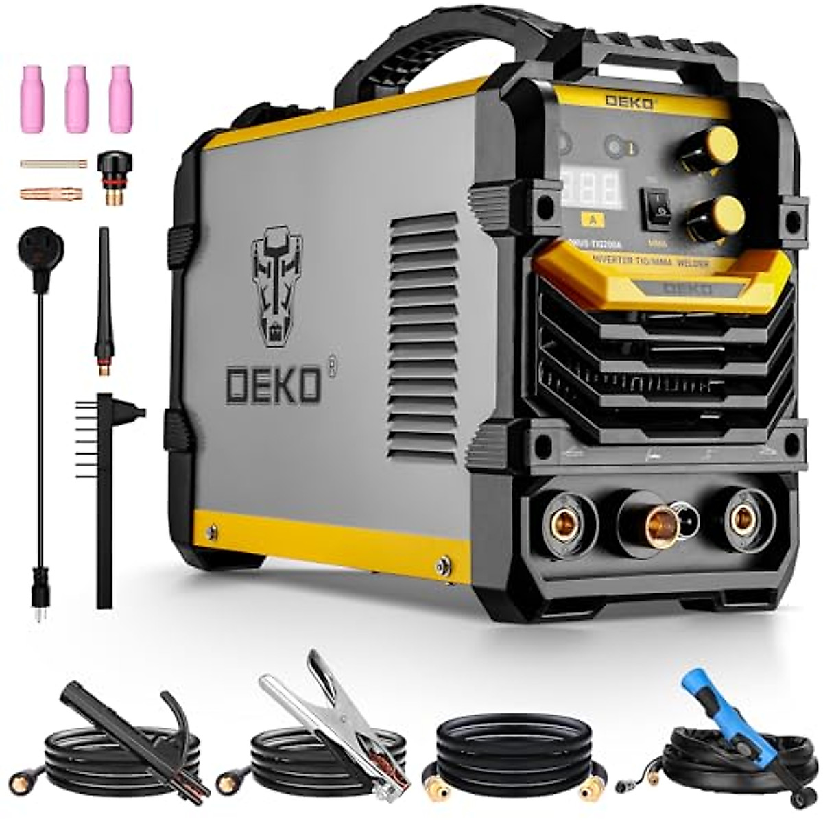 DEKOPRO TIG Welder 200A High Frequency 110/ 220V Dual Voltage Welder Machine, TIG/Stick/Arc 2 in 1 Welding Machine