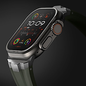 Suitisbest Sport Band for Apple Watch Ultra 2/Apple Watch Ultra Bands 49mm 45mm 44mm 42mm, Wide Rugged 316L Stainless Steel Connector Durable Silicone Band for iWatch Ultra 9 8 7 6 5 4 3 SE