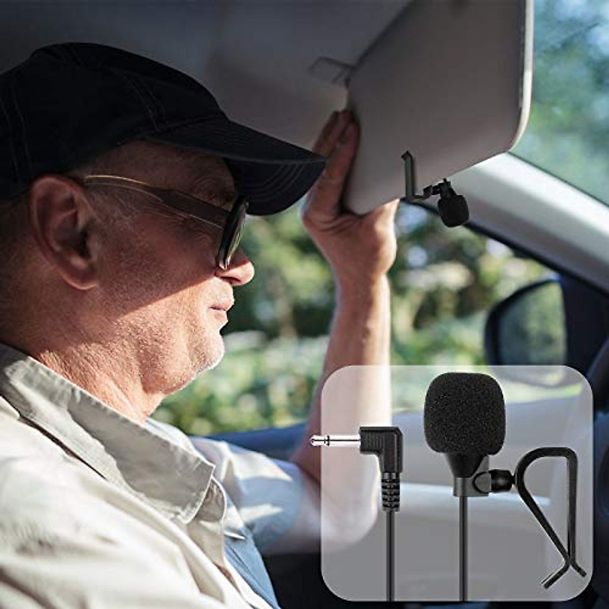 Car Microphone 3.5mm, Car Radio Mic Replacement for Pioneer Kenwood Boss JVC Sony Jensen Alpine Bluetooth Stereo Vehicle Head Unit Enabled Audio GPS DVD - External Hands Free Assembly Mike