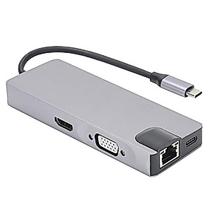 8 in 1 Type‑C Adapter Plug‑and‑Play 2 Fast USB 3.0 Ports Memory Card Reader,for USB Devices,for Audio/Video Connector